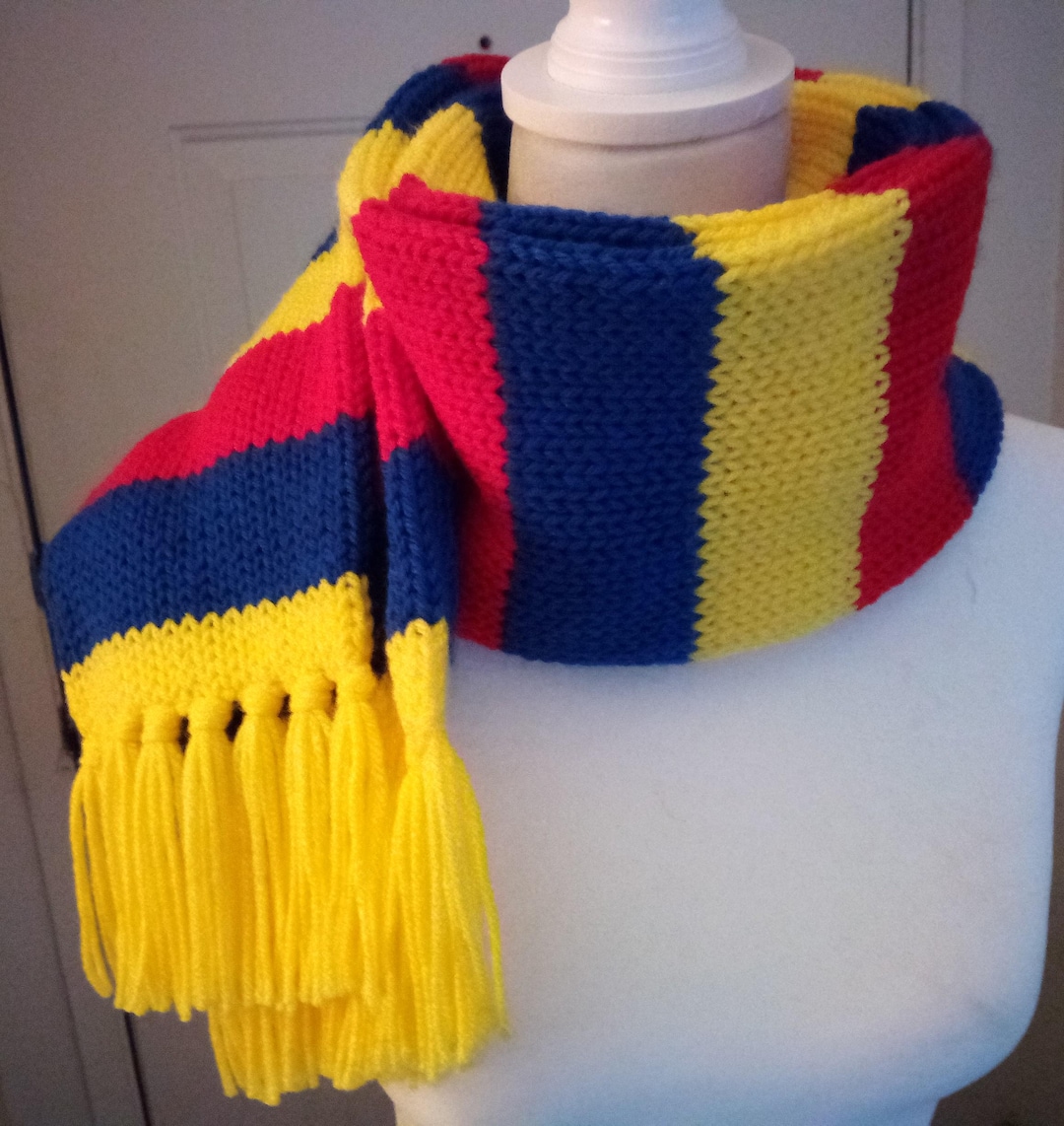 Deku All-might Style Scarf Version 2 Acrylic Handmade Knit Red Yellow ...