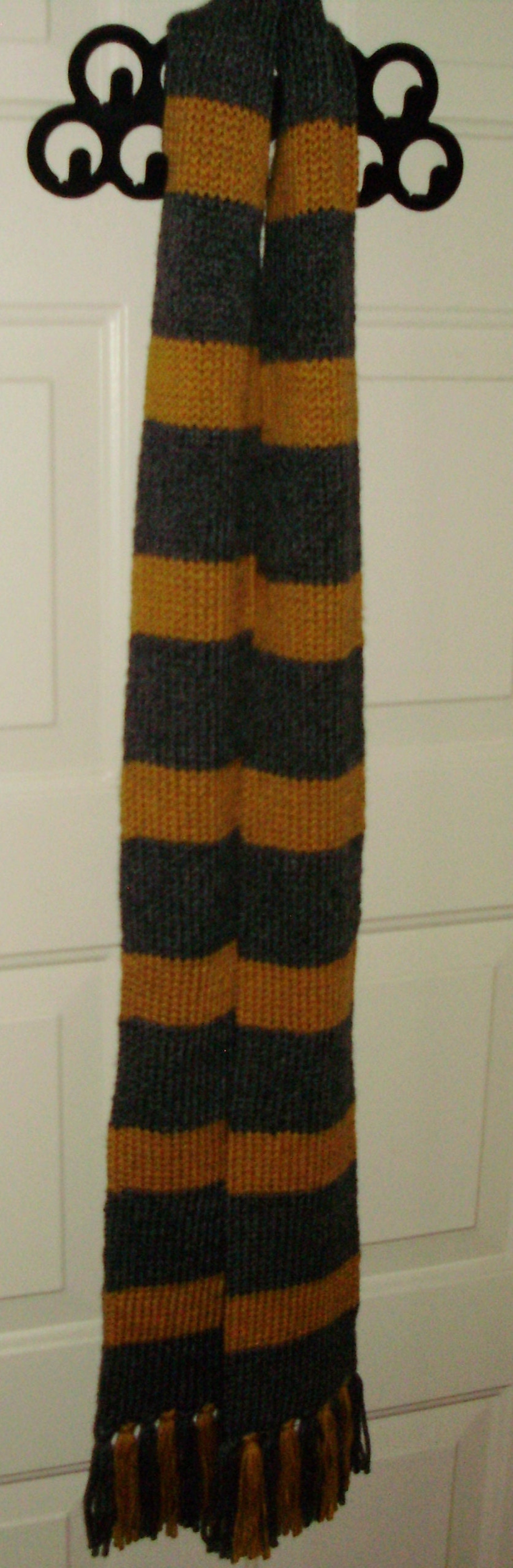 Wizarding Cosplay Scarf Handmade Knit Yellow/gold Grey/black Stripes ...