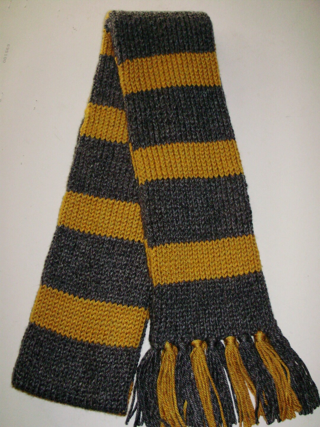 Wizarding Cosplay Scarf Handmade Knit Yellow/gold Grey/black Stripes ...