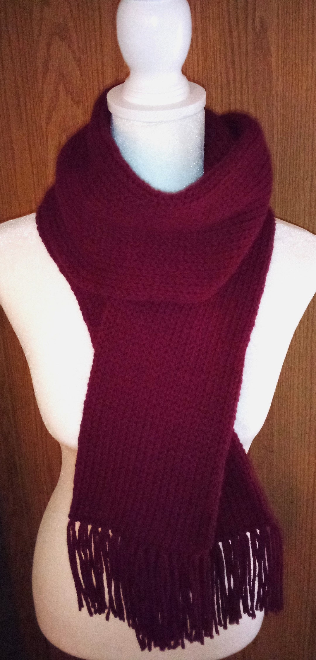 Mikasa Attack on Titan Style Scarf Acrylic Handmade Knit Wine Red - Etsy