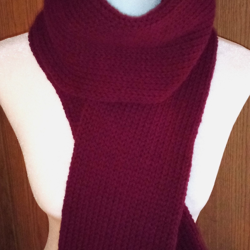 Deep Red Knitted Scarf - Etsy