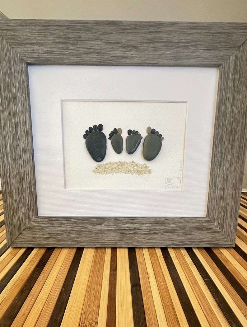 Little Footprints. Mom,dad,child Feet-family Picture Pebble/stone ...