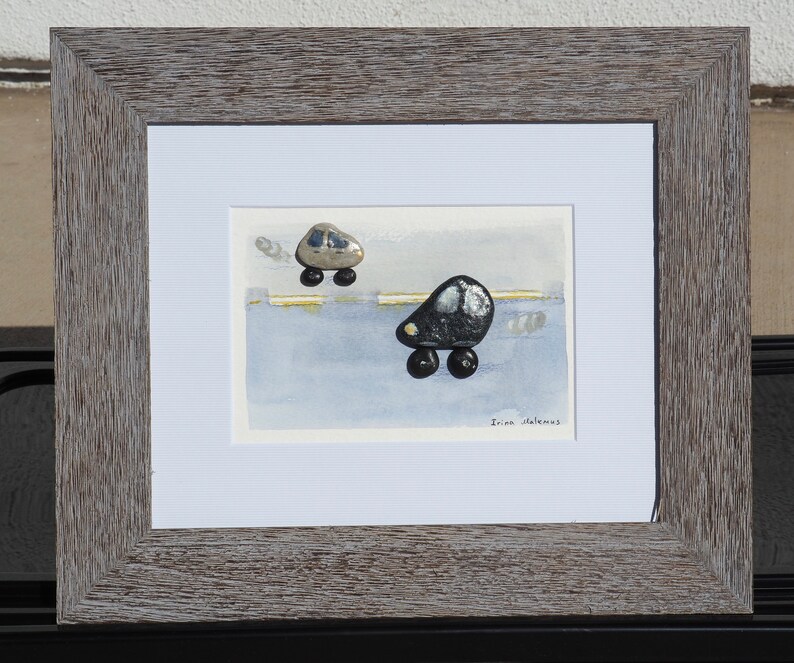 Running Cars. Original,cute, Pebble Art. Two Cars, Brothers, Gift ...