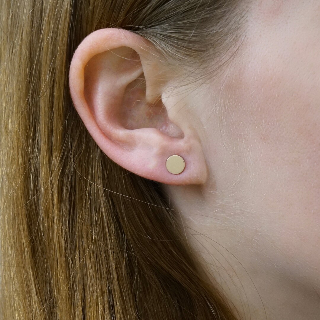 Stud Earrings in REAL 14K Gold, 14K White Gold, 14K Rose Gold, Sterling ...