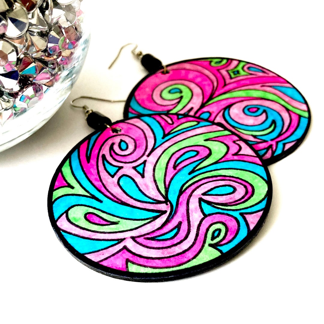 Sharpie Art Hand Drawn Papercraft Earrings - Etsy