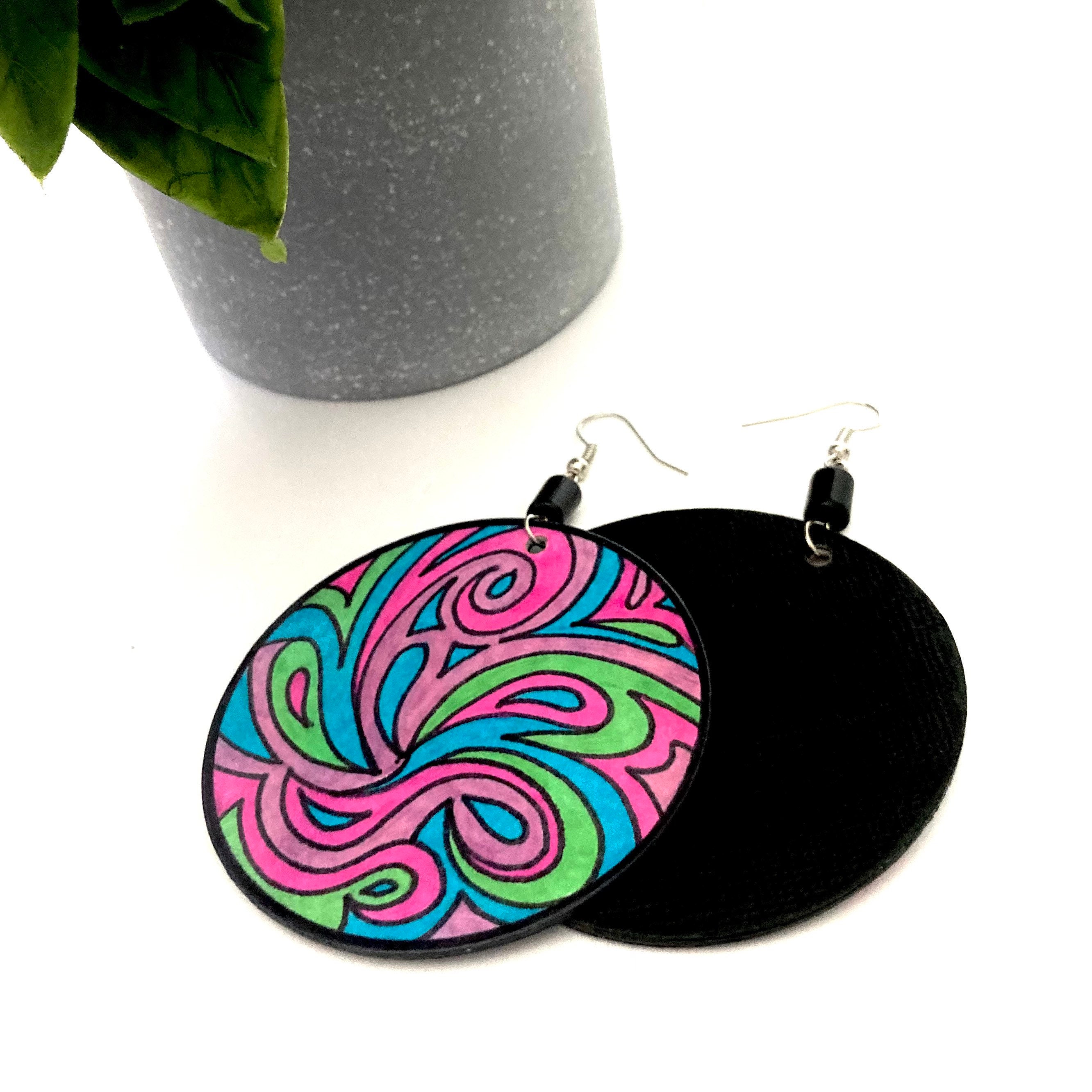 Sharpie Art Hand Drawn Papercraft Earrings - Etsy