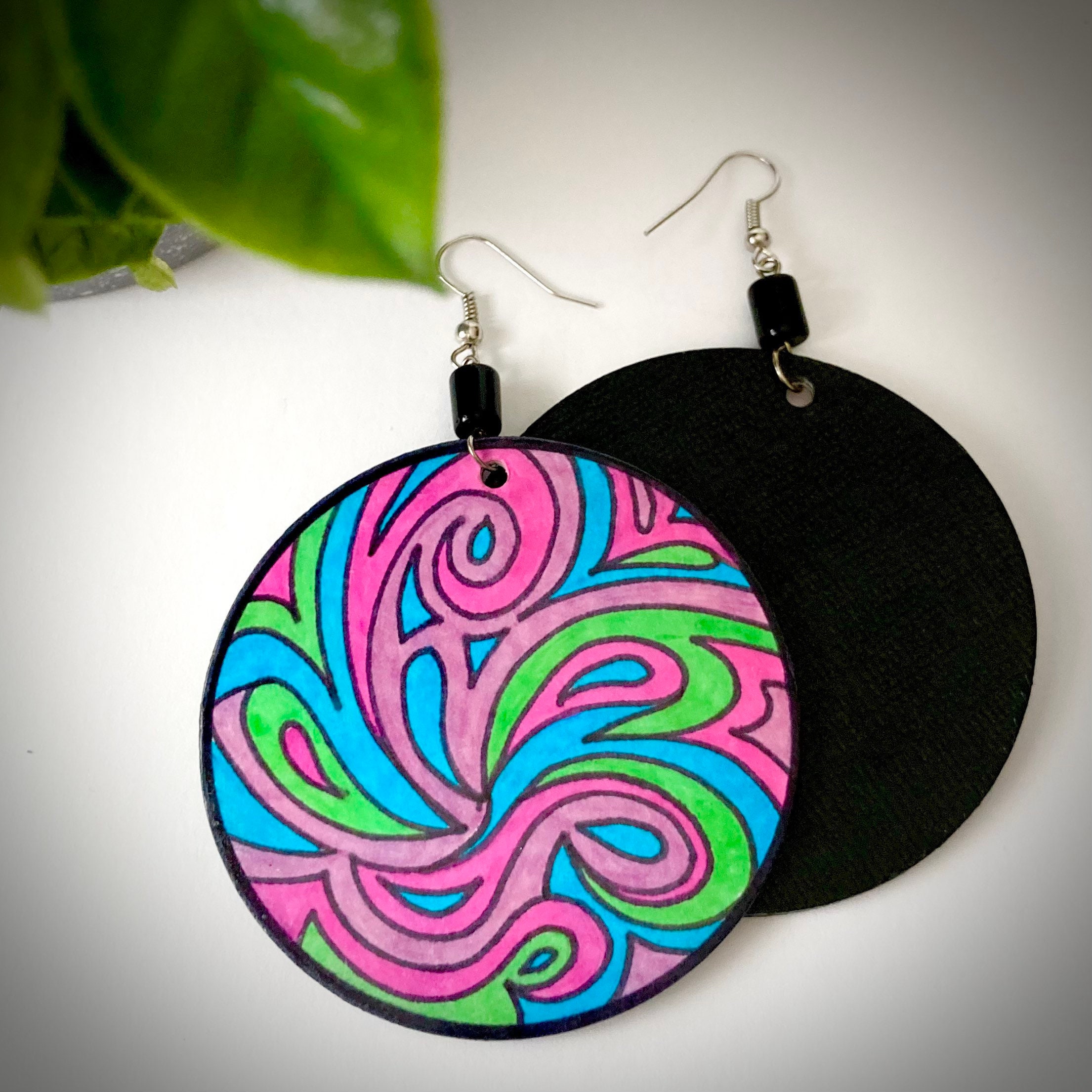 Sharpie Art Hand Drawn Papercraft Earrings - Etsy