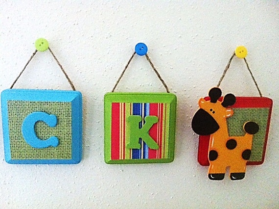 Items similar to Hanging Baby Name Blocks on Etsy