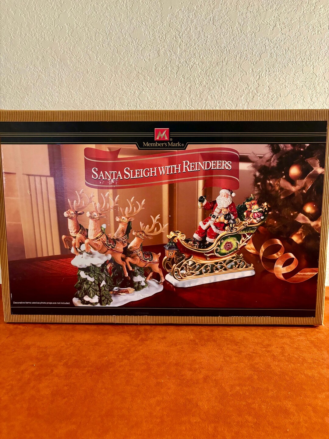 Members Mark Santa Sleigh Reindeer Vintage Two Piece Set Porcelain ...