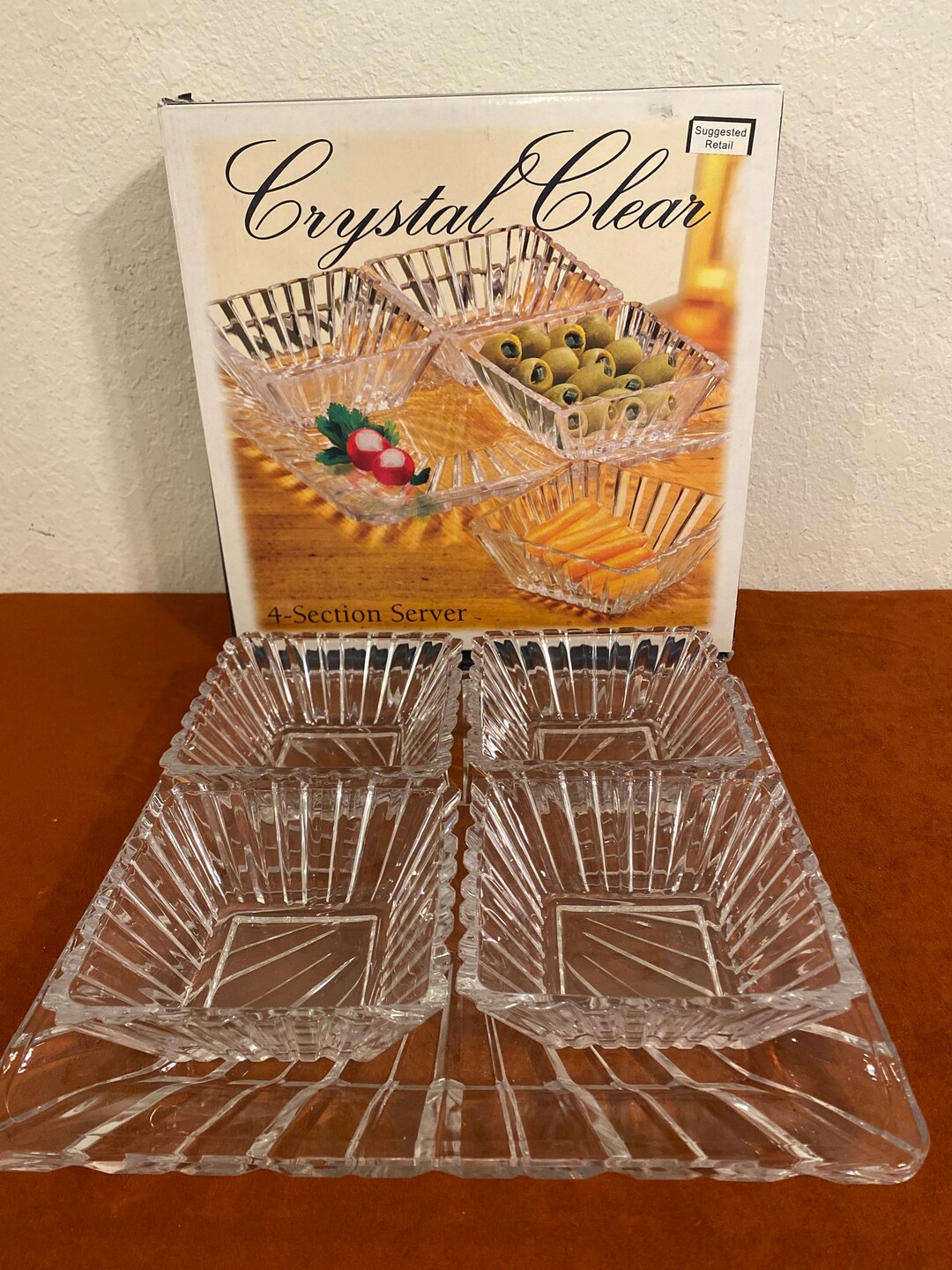 Vintage Crystal Clear 4 Section Server Alexandria Lead Free Crystal ...