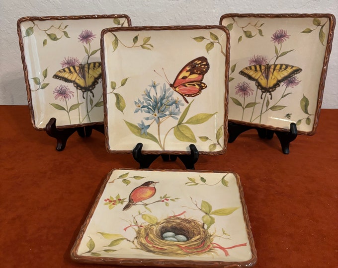 RESERVED ROBIN Susan Winget Nesting Garden Cracker Barrel Snack Plates ...