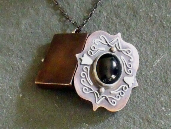 Locket Necklace Handmade Rustic Copper and Silver Hinged | Etsy