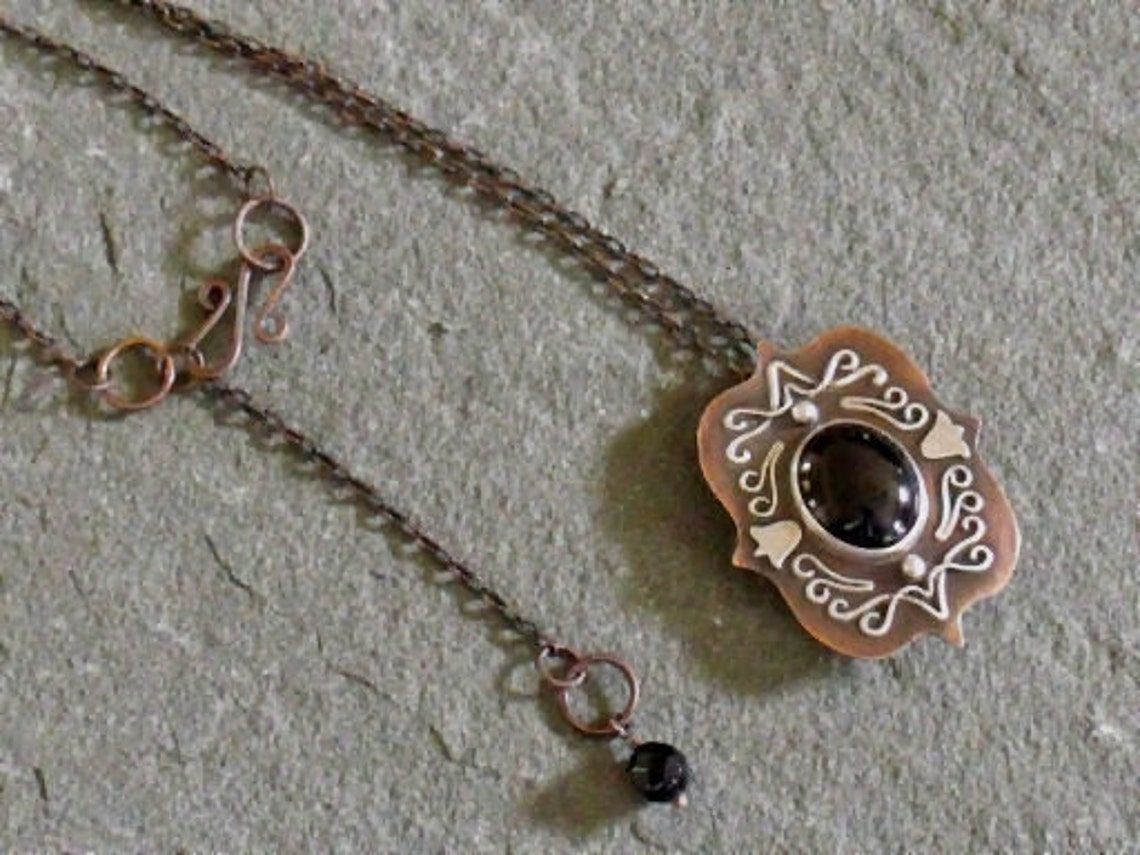 Locket Necklace Handmade Rustic Copper and Silver Hinged Locket ...