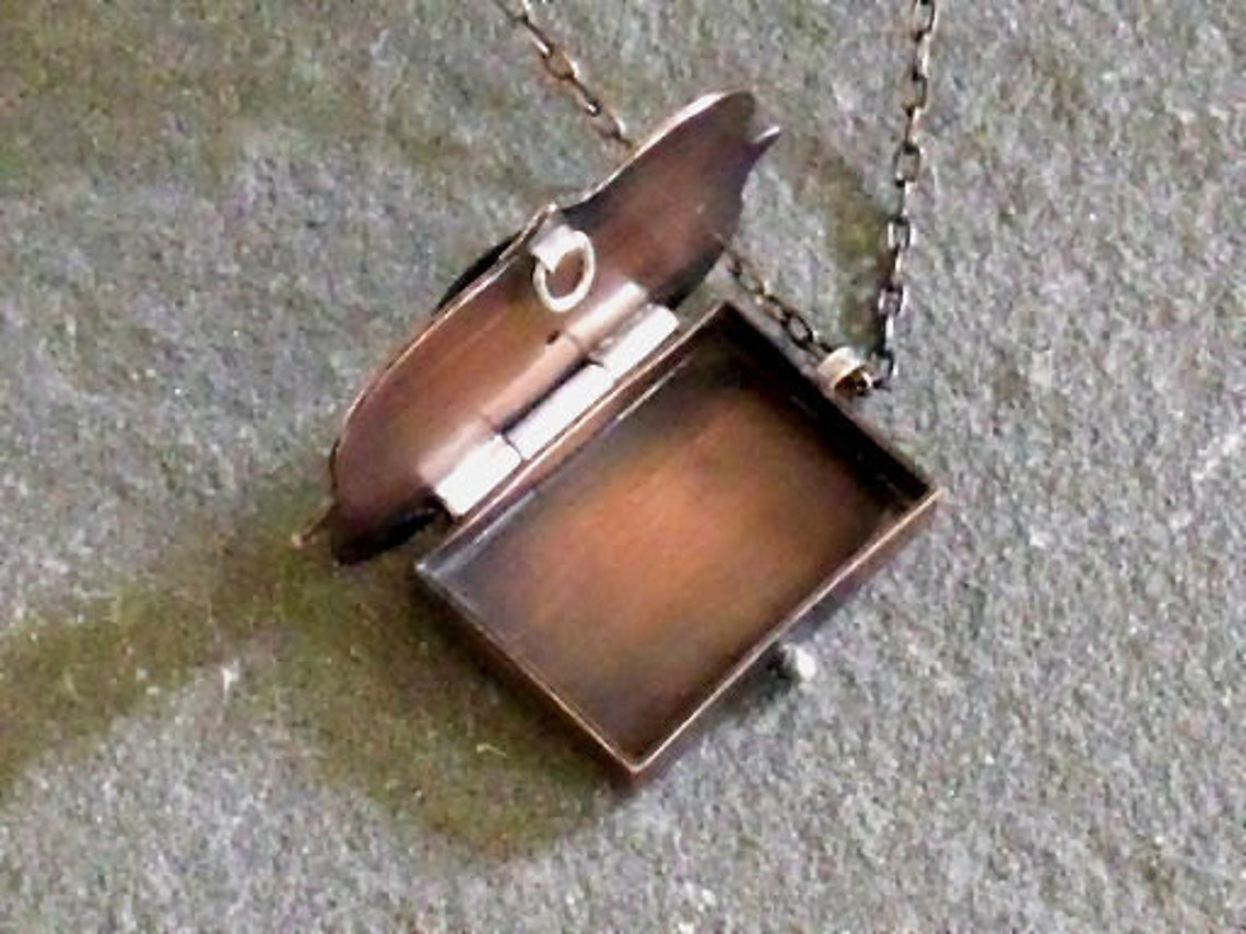 Locket Necklace Handmade Rustic Copper and Silver Hinged Locket ...