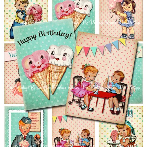Retro Birthday Printables for Kids INSTANT DOWNLOAD Digital - Etsy