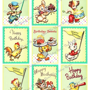 INSTANT DOWNLOAD Retro Birthday Animal Parade, Printabe Digital Collage ...