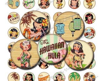 INSTANT DOWNLOAD Vintage Hula Girls Digital Collage Sheet - Etsy