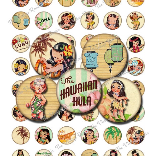 INSTANT DOWNLOAD Vintage Hula Girls Digital Collage Sheet - Etsy