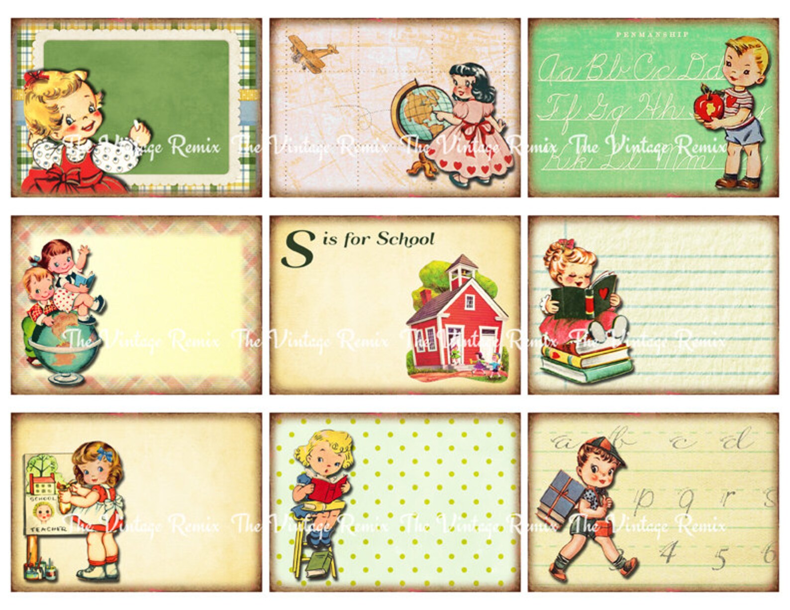 Back to School Printable Labels, Instant Download, Retro Kids Digital ...