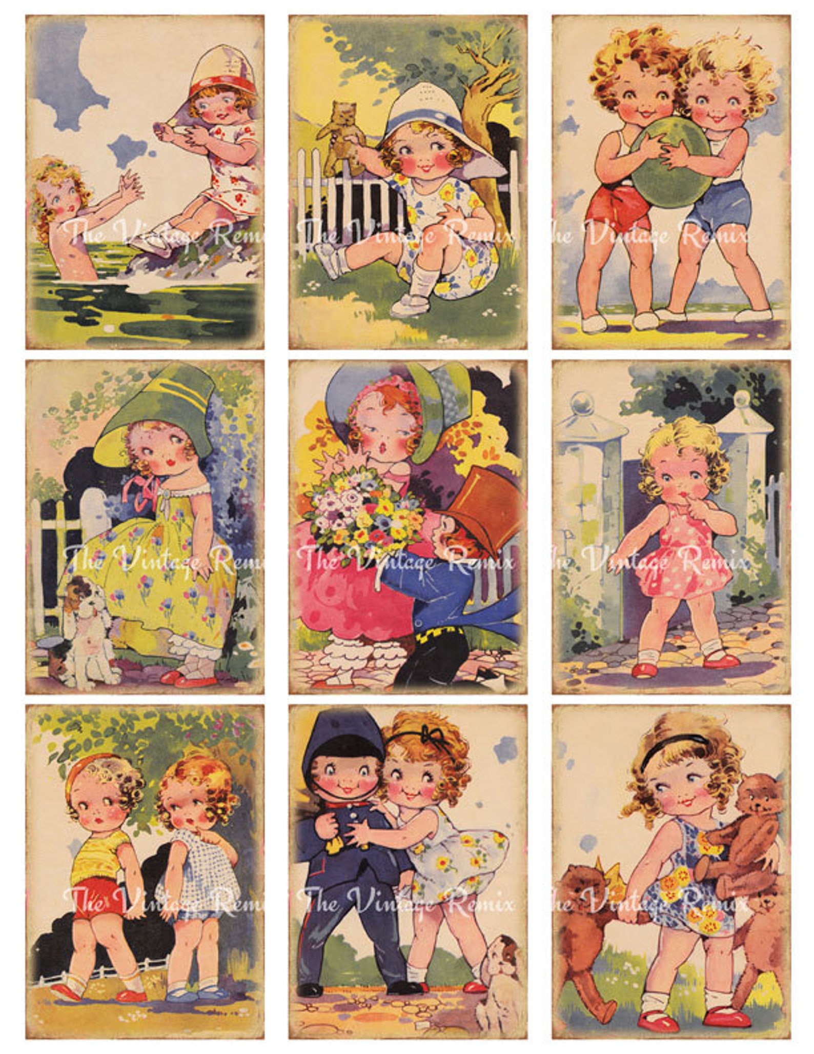 INSTANT DOWNLOAD, Printable Vintage Girls Digital Collage Sheet - Etsy