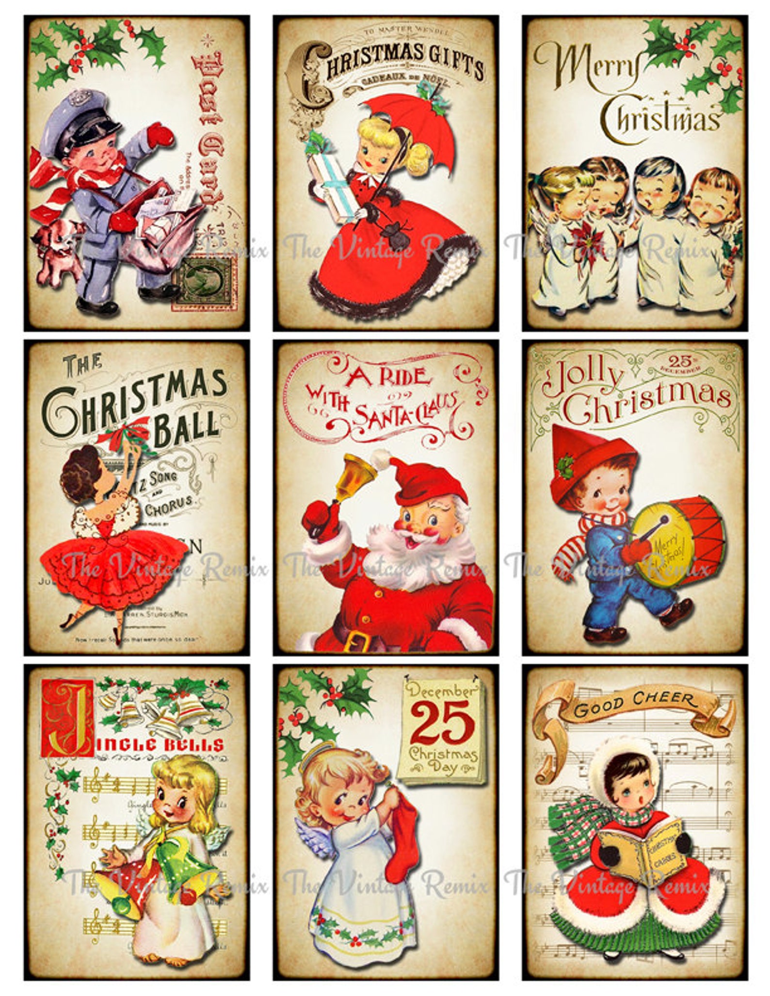 INSTANT DOWNLOAD Christmas Digital Collage Sheet Printable - Etsy