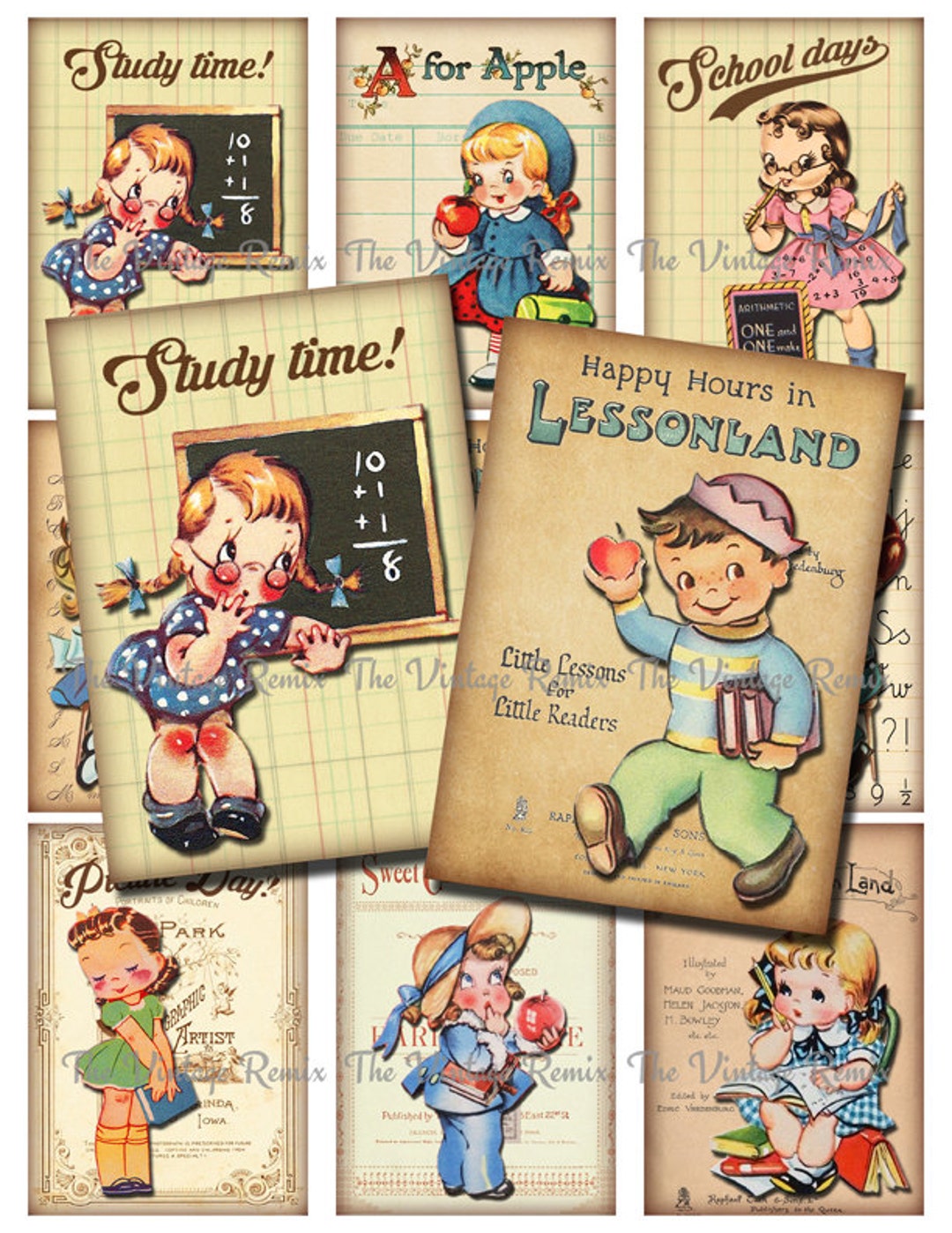 Printable School Scrapbook Images, Instant Download, Digital Collage ...