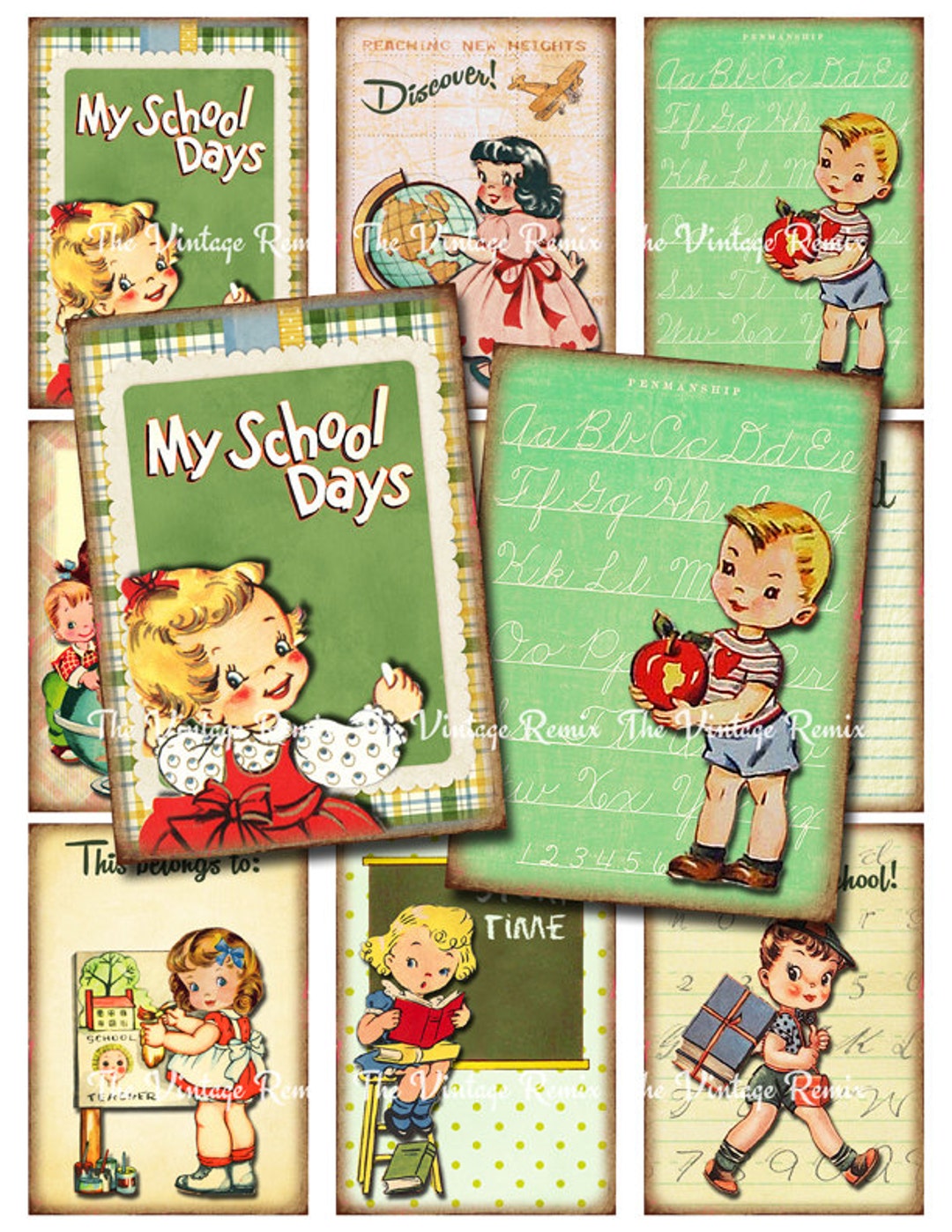 Back to School Printable, Instant Download, Digital Collage Sheet ...