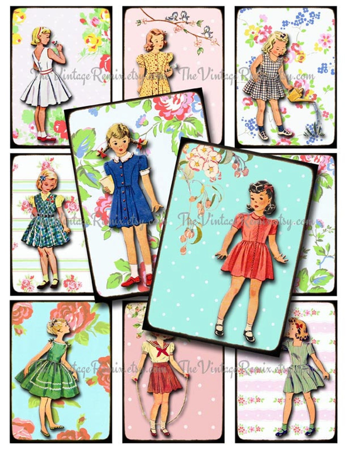 INSTANT DOWNLOAD Digital Collage Sheet Shabby Chic Girls - Etsy