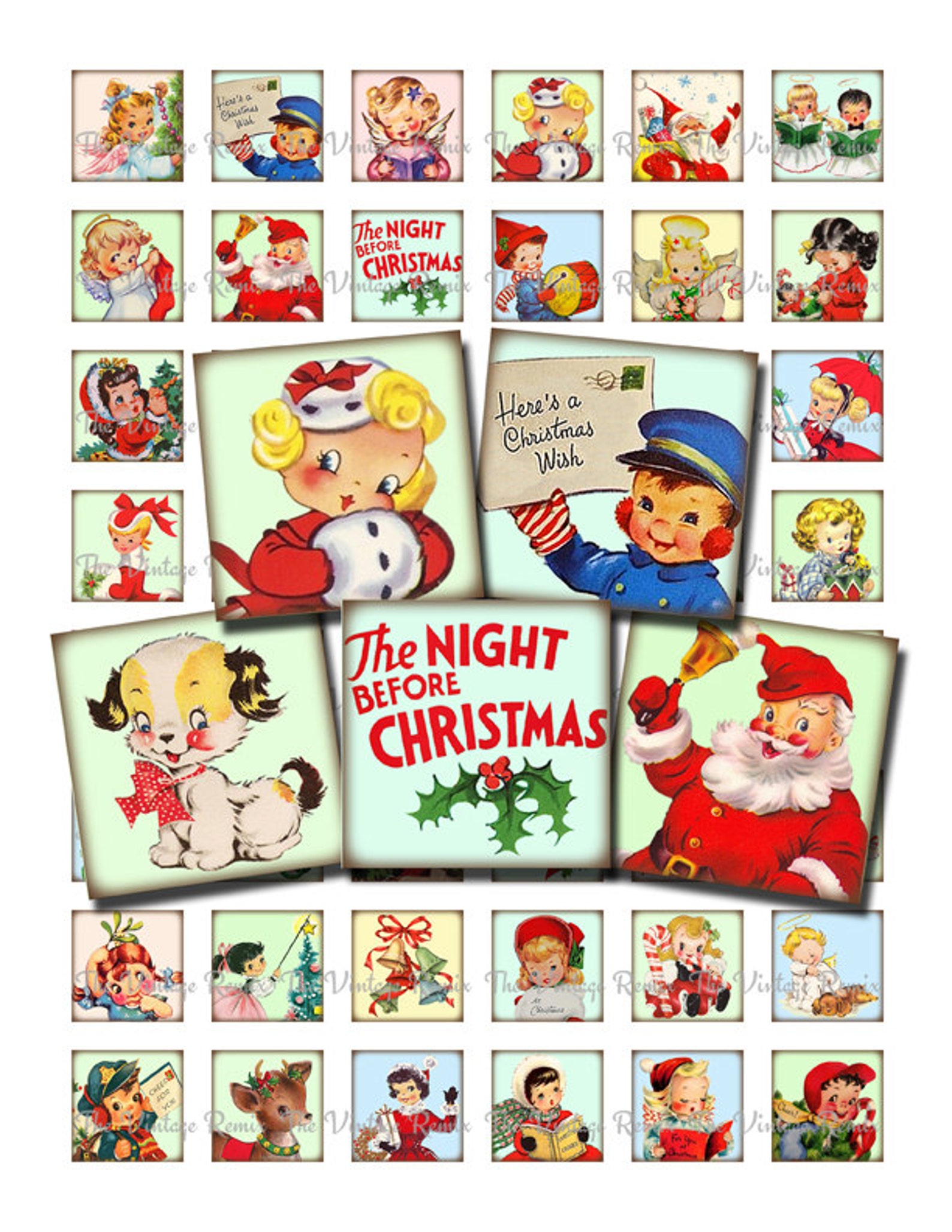 INSTANT DOWNLOAD Christmas 1x1 Inch Square Images, Printable Digital ...
