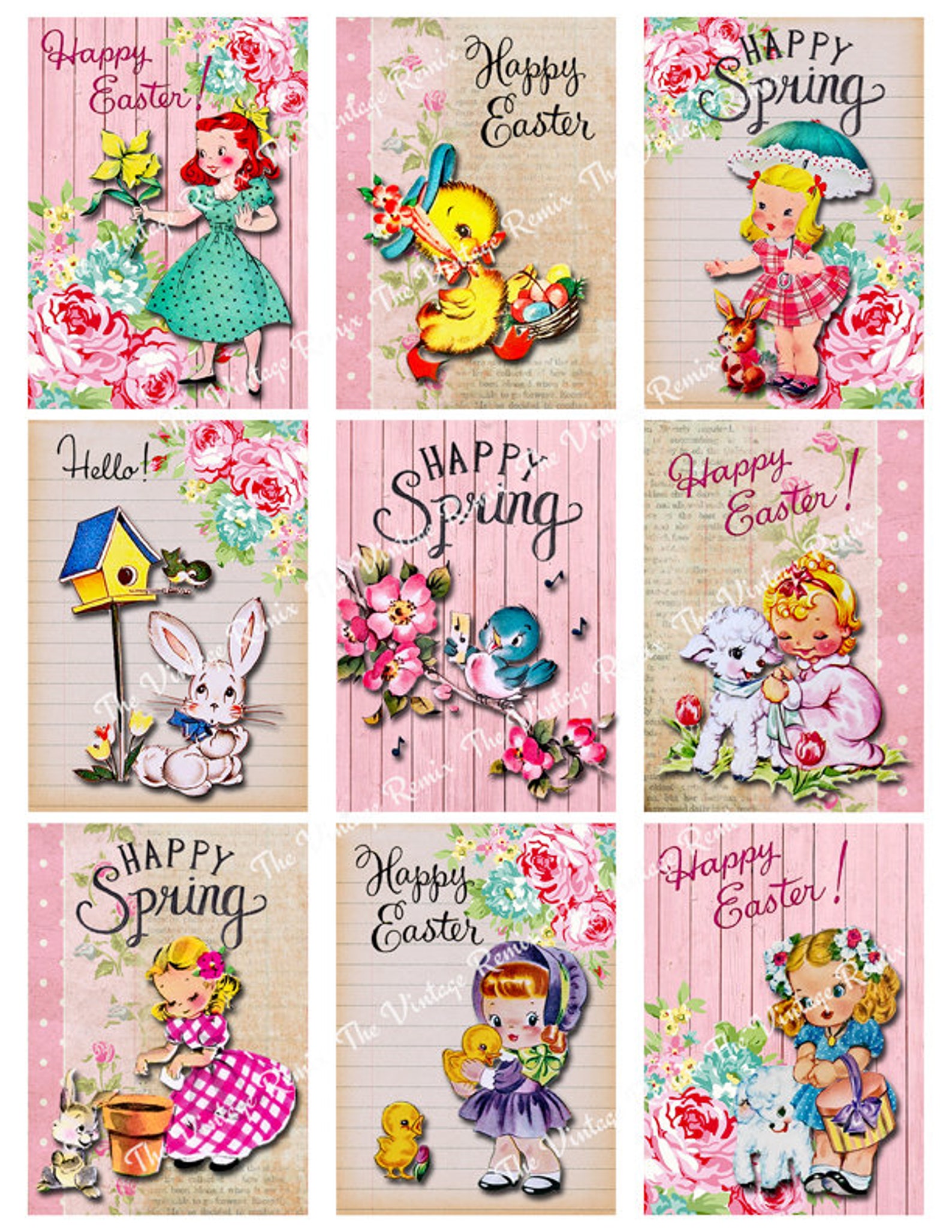 Instant Download Printable Easter Spring Cards Digital | Etsy