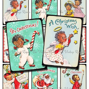 Christmas Printable of African American Children, Digital Collage Sheet ...