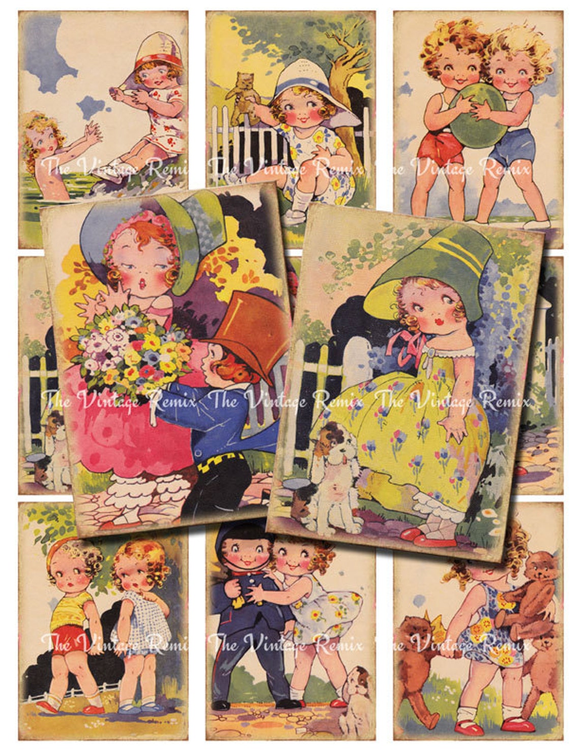 INSTANT DOWNLOAD, Printable Vintage Girls Digital Collage Sheet - Etsy