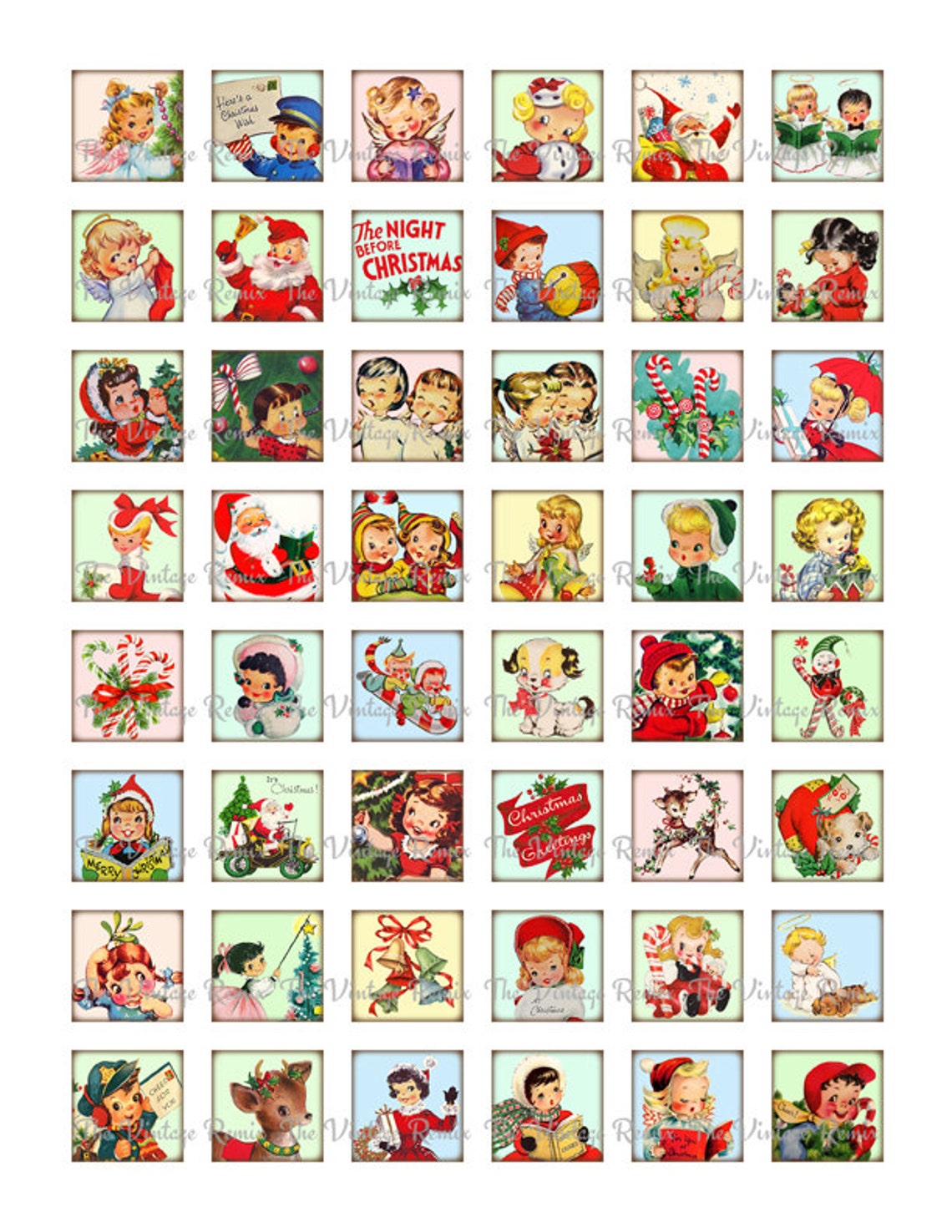 INSTANT DOWNLOAD Christmas 1x1 Inch Square Images, Printable Digital ...