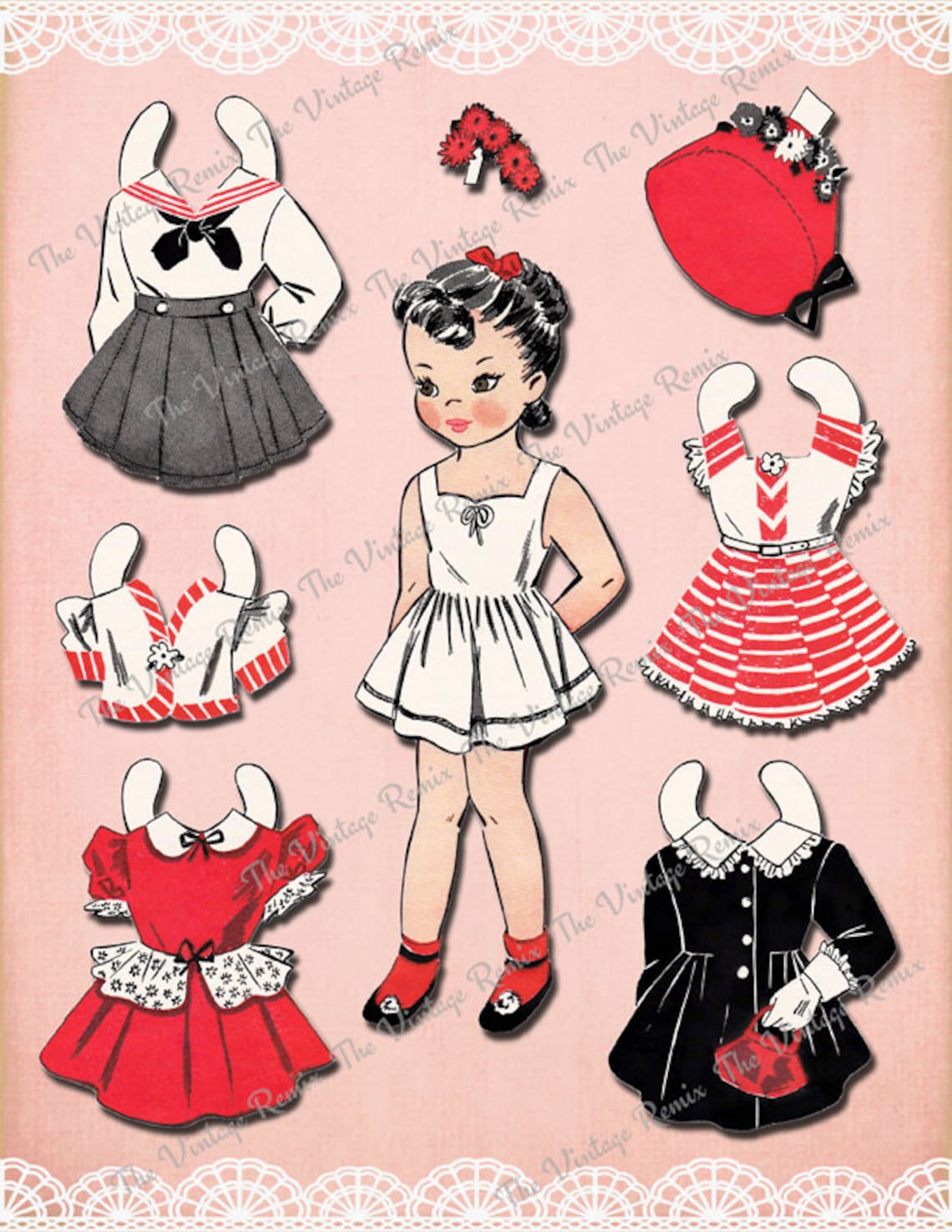 INSTANT DOWNLOAD, Paper Doll Printable, Digital Collage Sheet, Retro ...