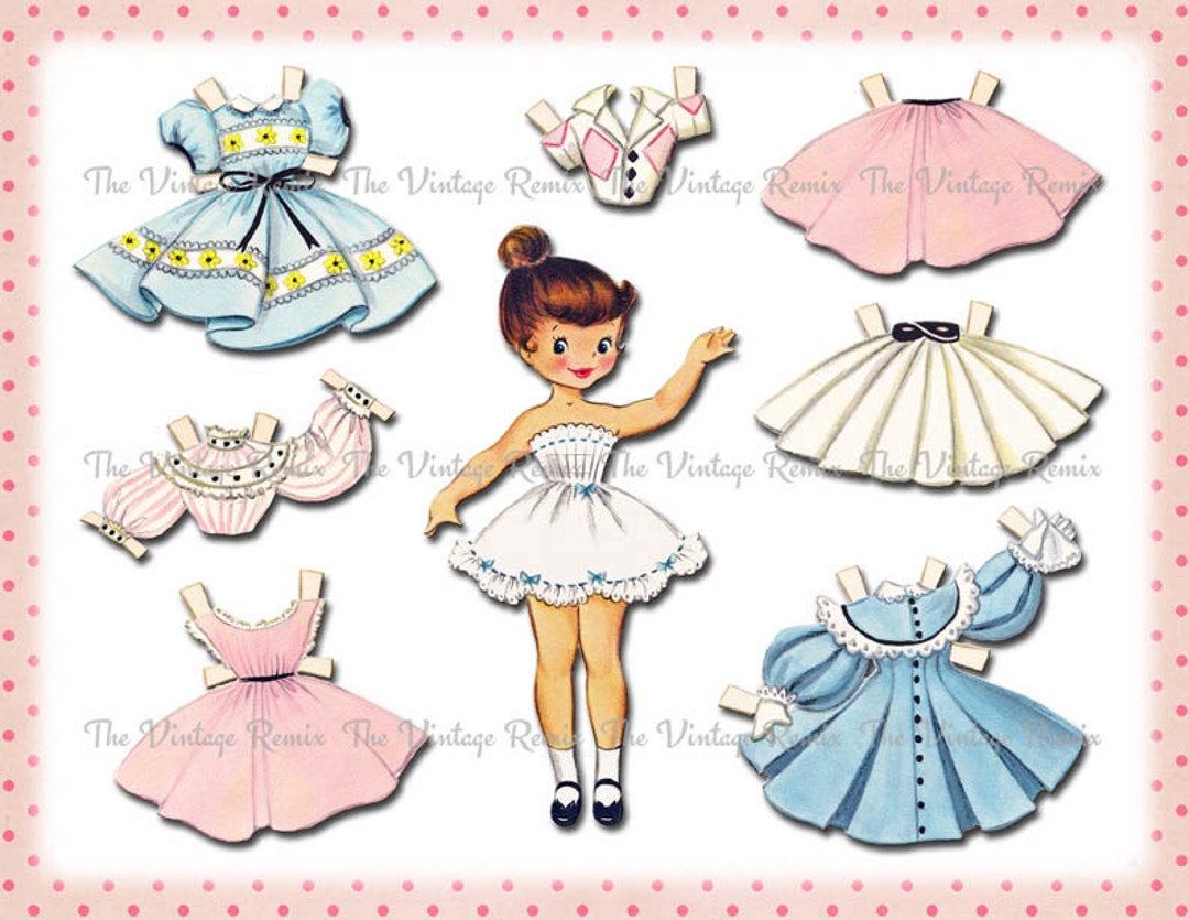 INSTANT DOWNLOAD, Paper Doll Digital Printable Collage Sheet Vintage ...