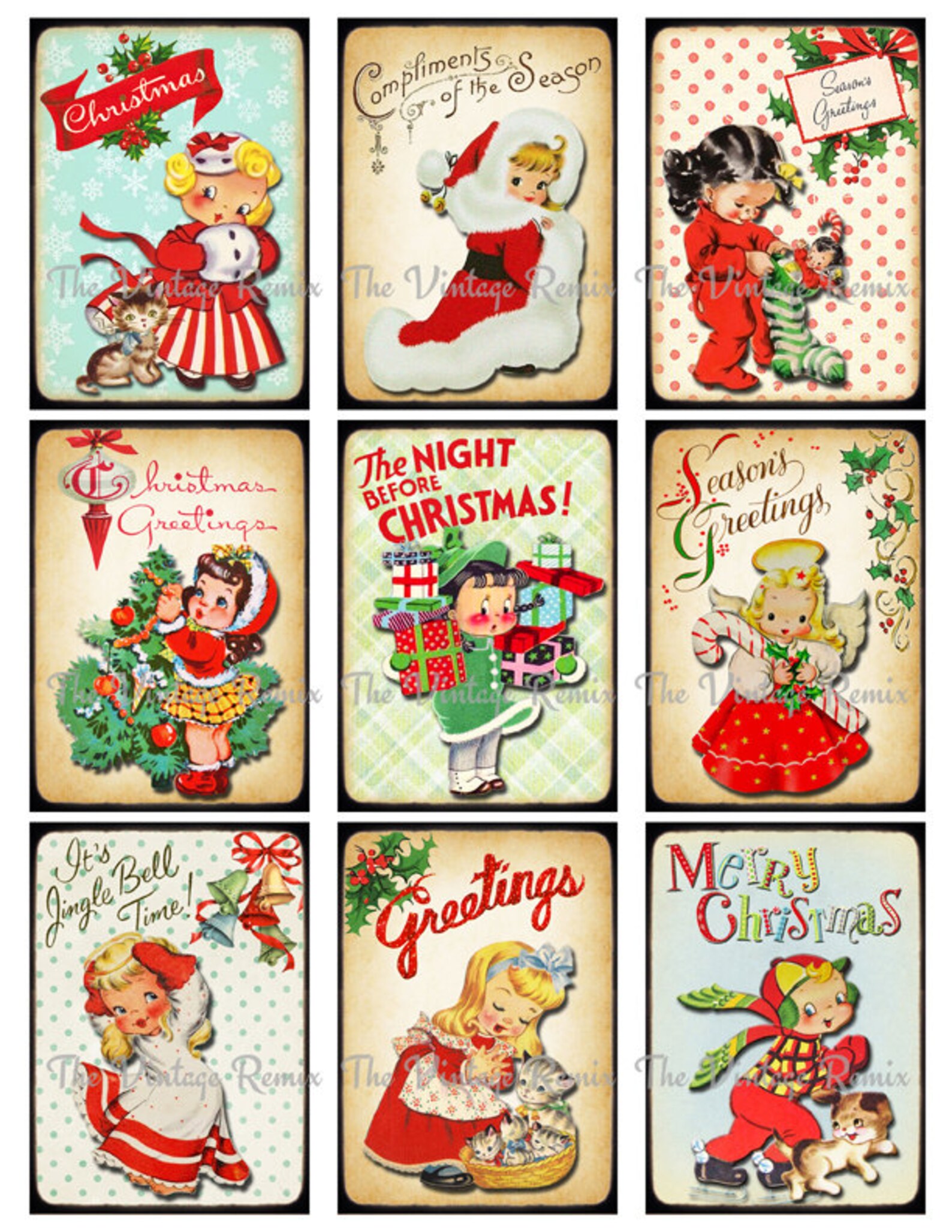 Christmas INSTANT DOWNLOAD Printable Digital Collage Sheet | Etsy