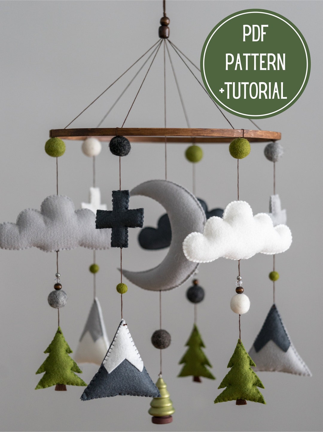 Baby Mobile PDF Pattern and Sewing Instructions. Woodland DIY Felt ...
