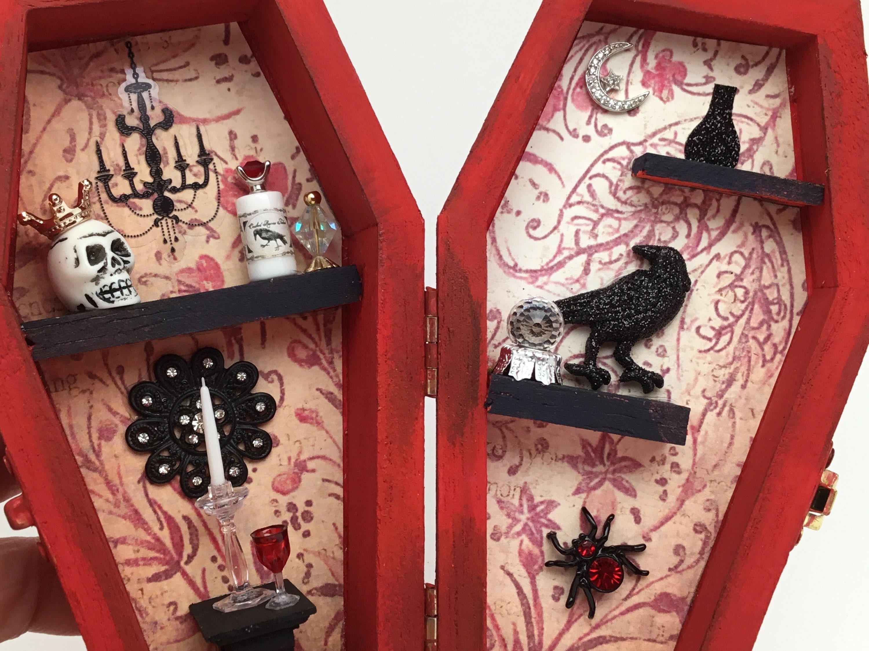 Mini Wood Coffin Halloween Vignette Gift Goth Oddity Red/ Freeshiping ...