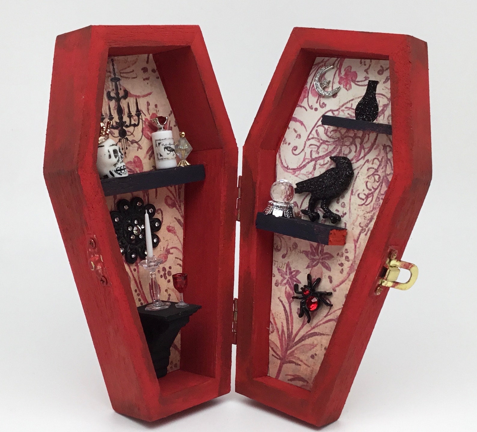 Mini Wood Coffin Halloween Vignette Gift Goth Oddity Red/ Freeshiping ...