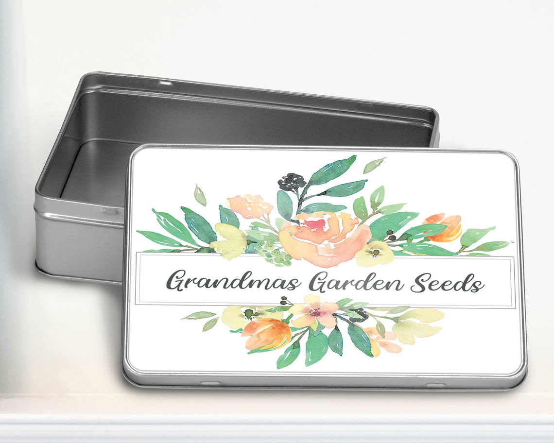 Personalised Garden Seeds Tin – Custom Floral Seed Storage Box ...