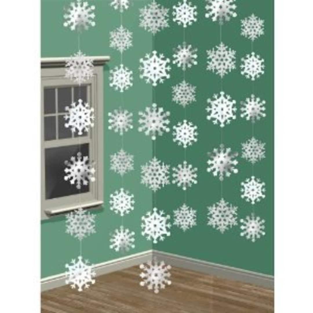 Snowflake Garland, White Snowflake Decorations, Christmas Decorations ...
