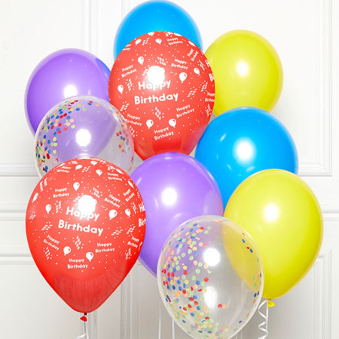 Rainbow HAPPY BIRTHDAY Balloons, DIY Latex Diy Balloon Kit With Ribbon ...