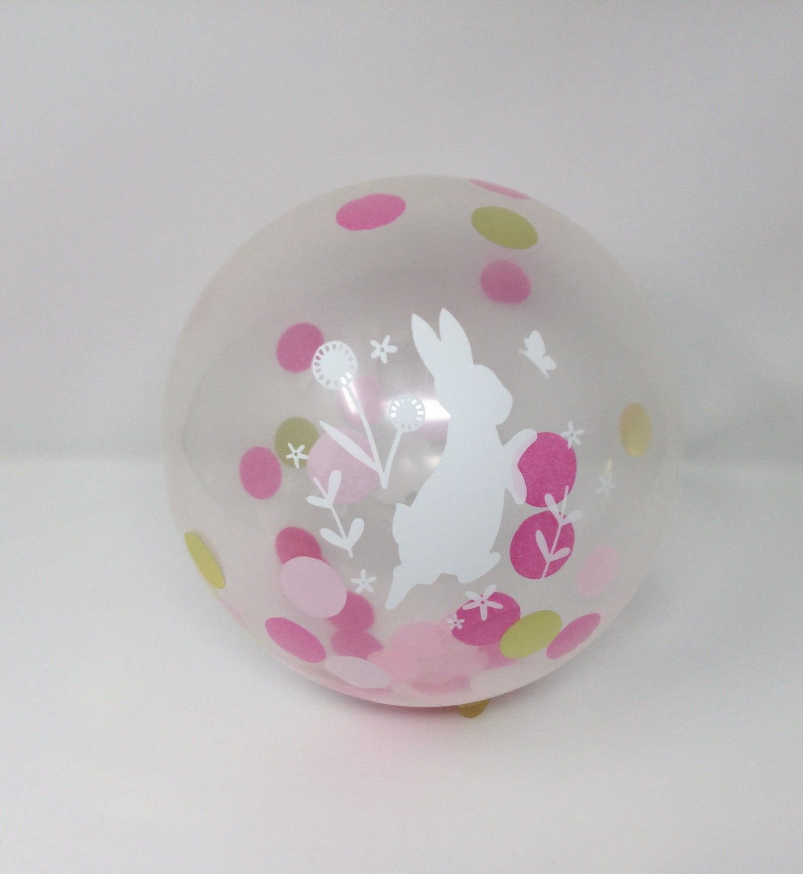 Pink Rabbit Party Balloon Clear Confetti Balloon Pink and - Etsy UK