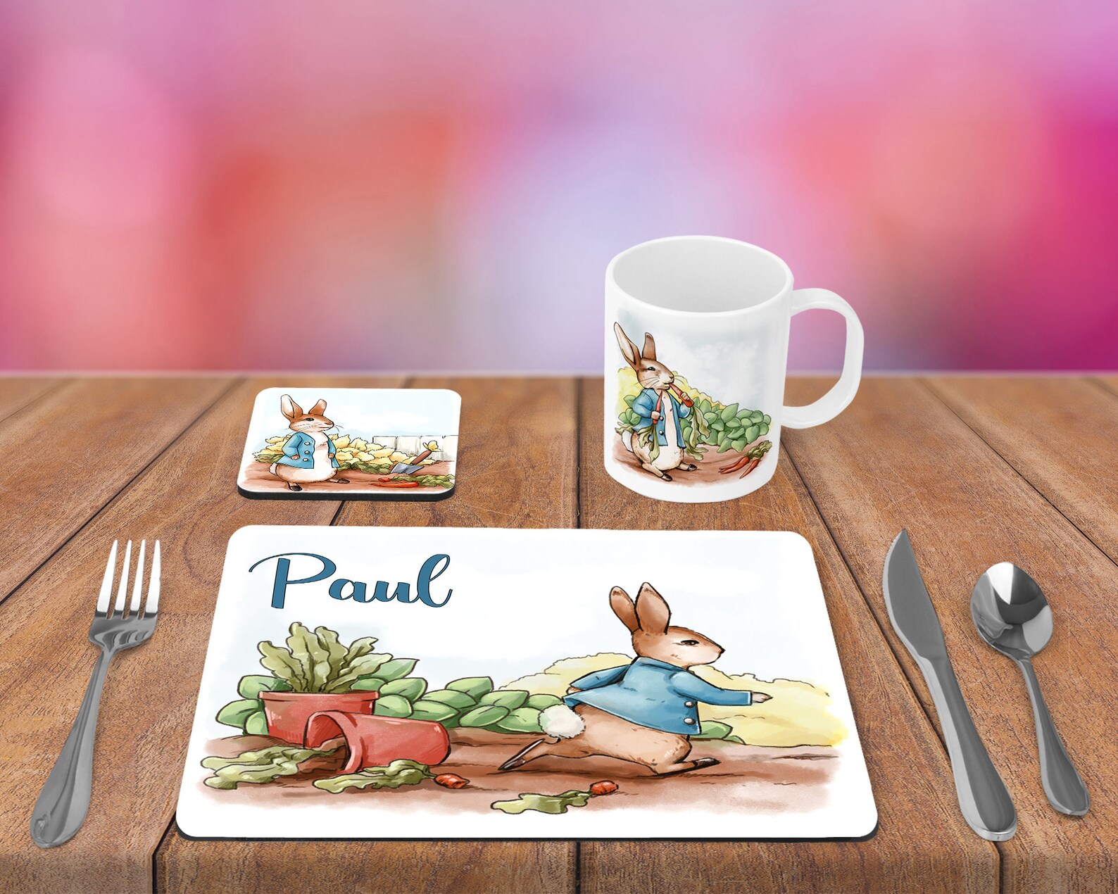 Personalised Kids Placemat Rabbit Table Setting Placemat Mug - Etsy