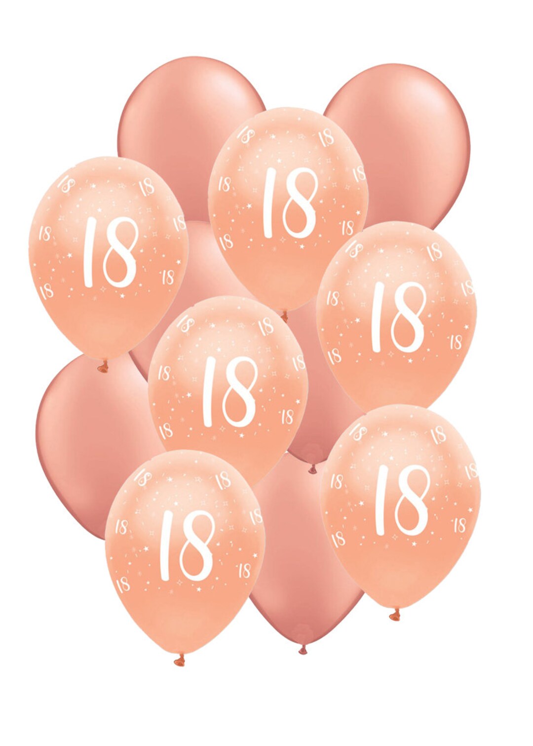 Rose Gold 18th Birthday Balloons, 12 Roe Gold Birthday Balloons, Happy ...