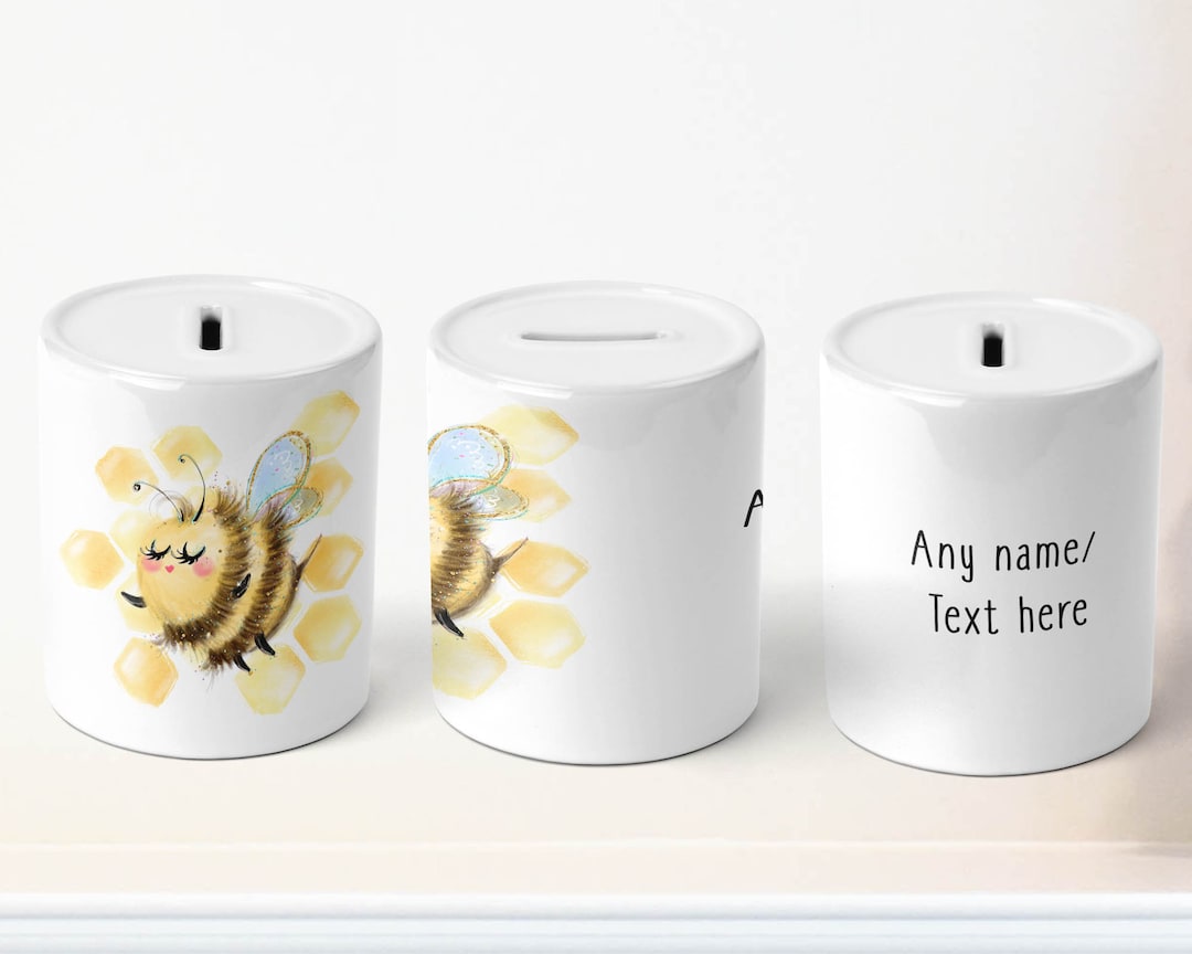 Personalised Bee Money Jar Ceramic Money Box Bee Money Box Personalised ...