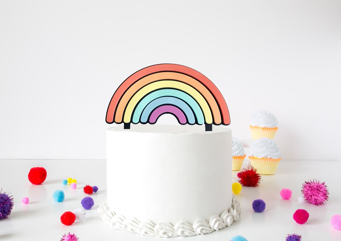 Rainbow Birthday Cake Topper Acrylic Cake Topper Birthday - Etsy