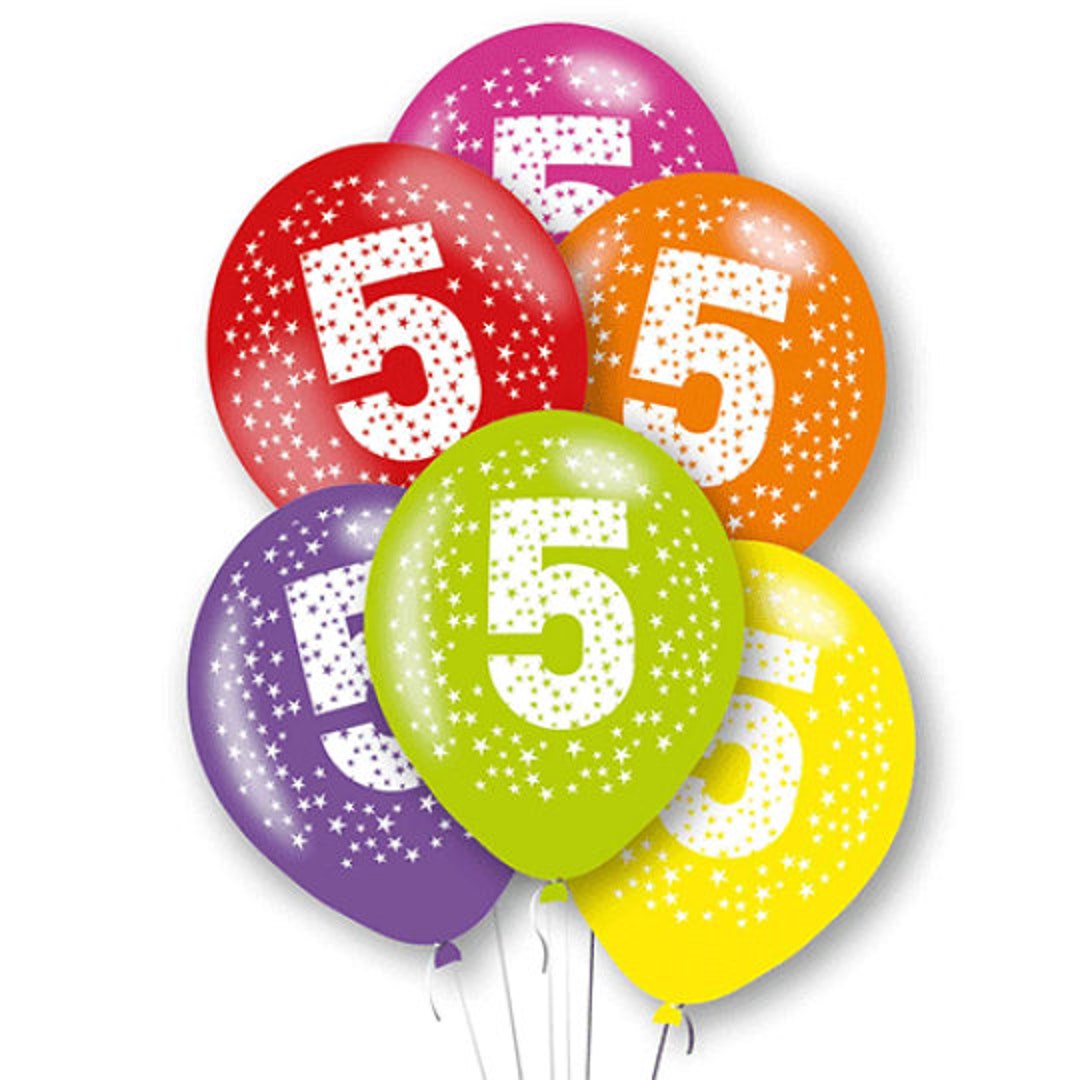 5th Birthday Party Number Balloon, Happy Birthday Balloons, 5th ...