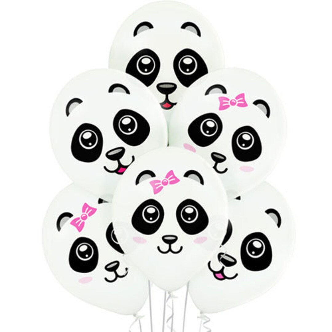 6 Panda Balloons, Panda Birthday Balloons, Party Balloons, White ...