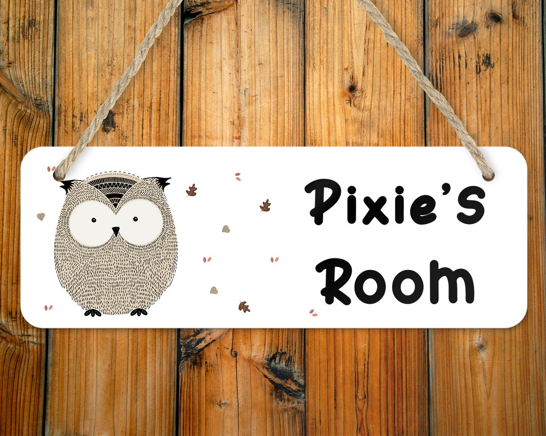 Personalised Woodland Owl Animals Door Sign, Kids Bedroom Sign, Nursery ...